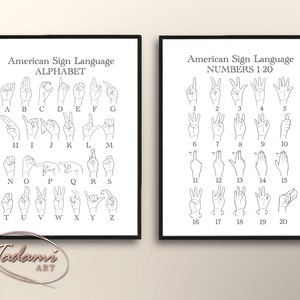 ASL American Sign Language Alphabet Numbers and Signs Download ASL Line ...