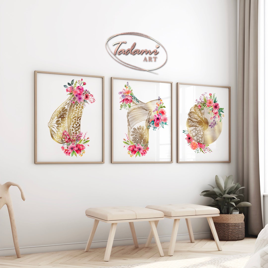 Breast Anatomy Art Print, Floral Mammary Gland Poster (digital Download ...