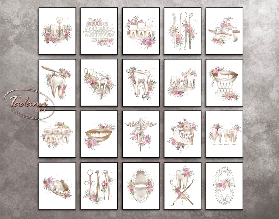 20 Dental Art Watercolor Tooth Anatomy Poster Dentist Gift Dental ...