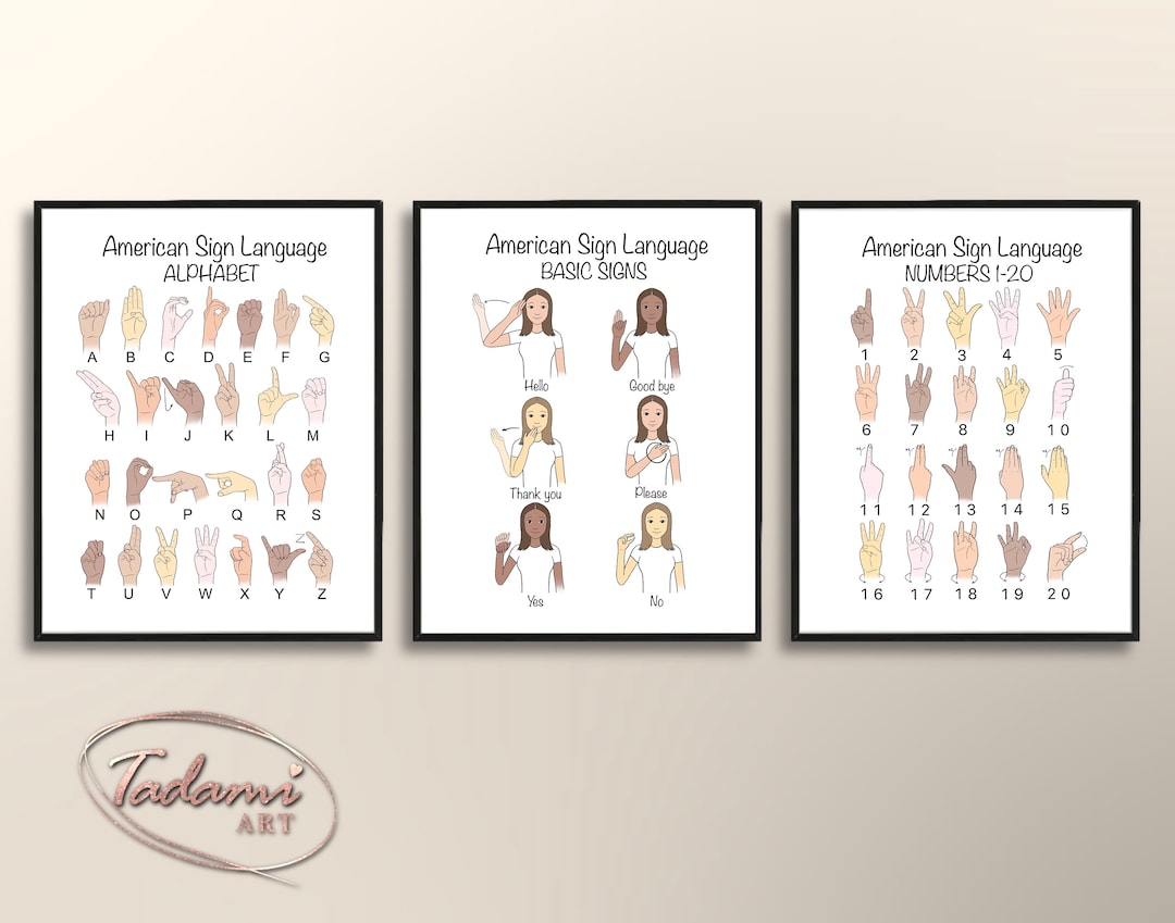 ASL Poster American Sign Language Alphabet Numbers and Signs Download ...
