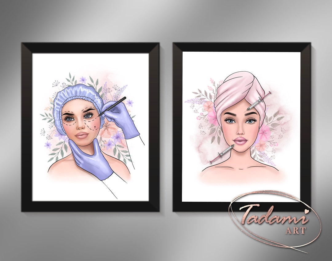 Medical Beauty Art Plastic Surgery Poster Botox Injection Drawing ...