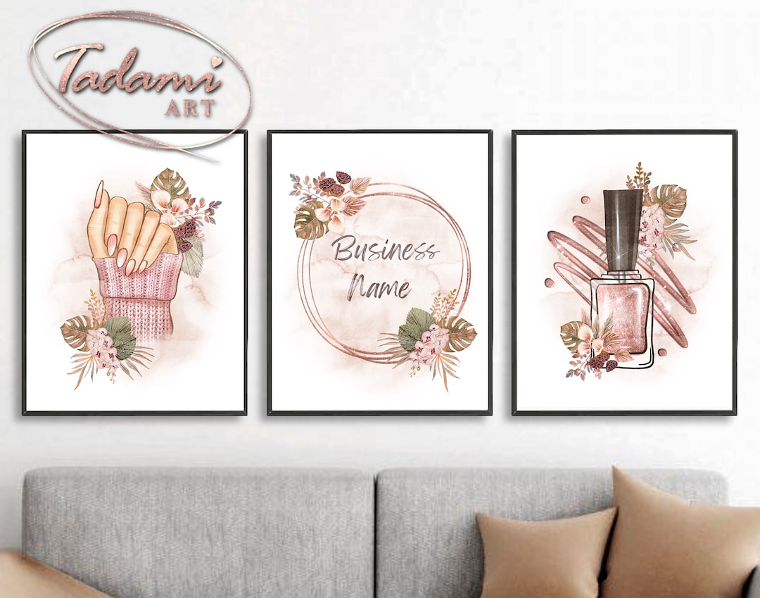 Customized Nails Poster, Nails Salon Decor, Boho Nails Artwork ...