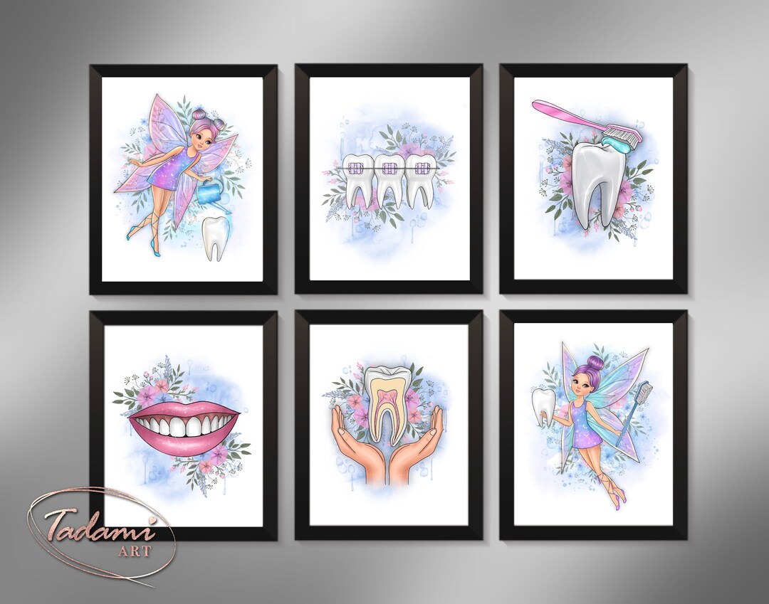 6 Dentistry Posters Dentist Gift Tooth Anatomy Medical Art Tooth Fairy ...