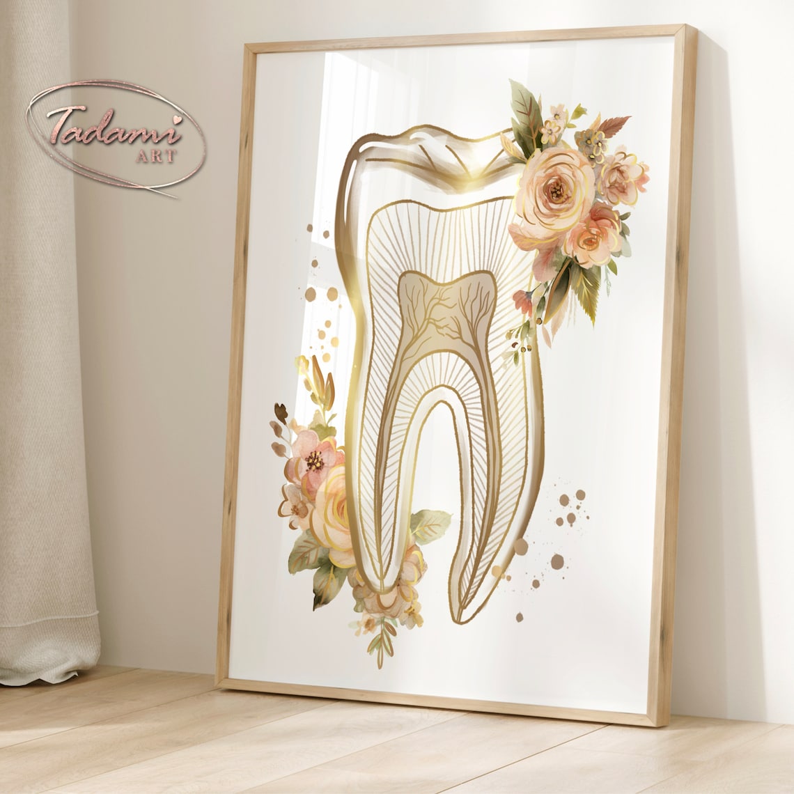 Floral Tooth Anatomy Art Print, Dentist Office Decor (digital Download ...