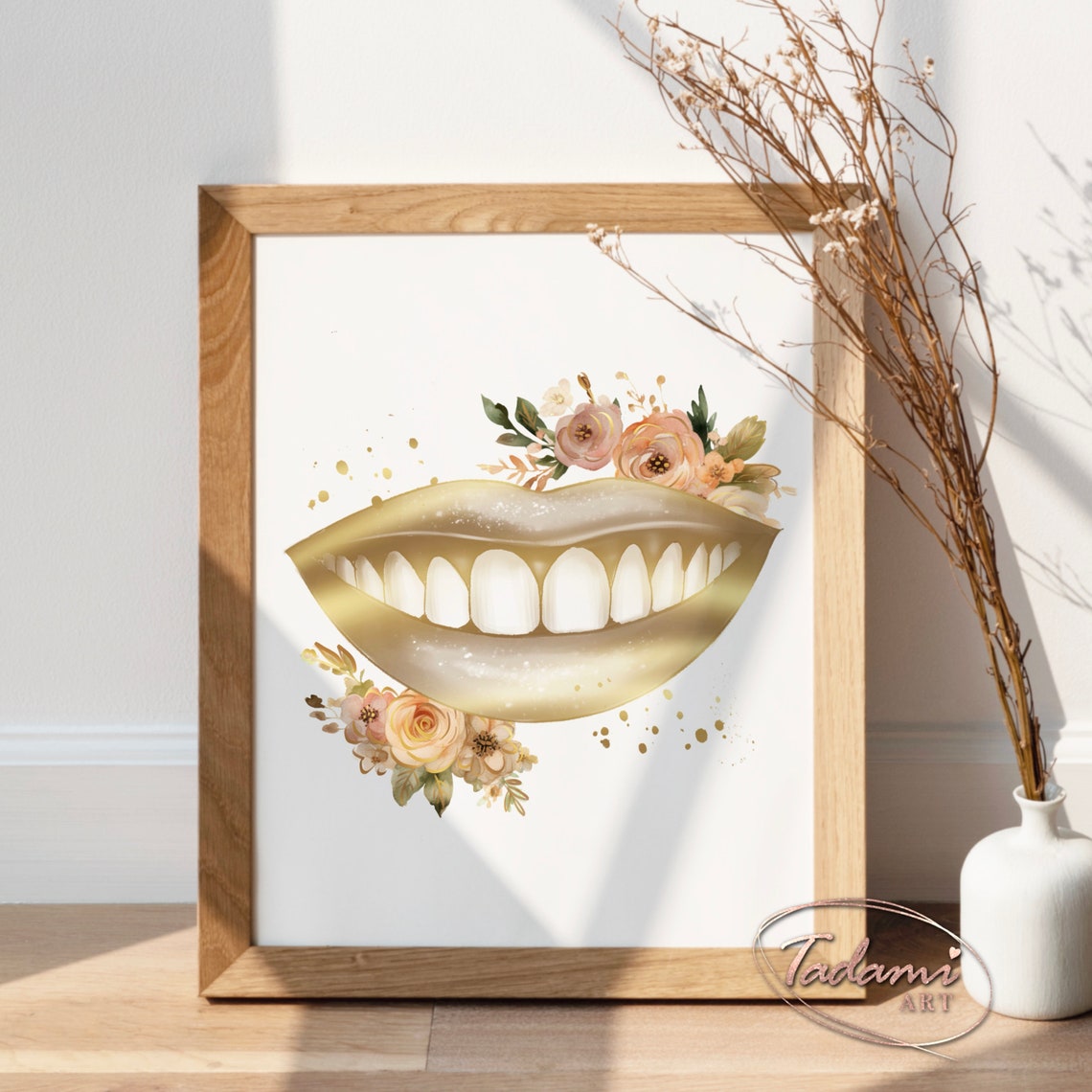 Floral Tooth Anatomy Art Print, Dentist Office Decor (digital Download ...