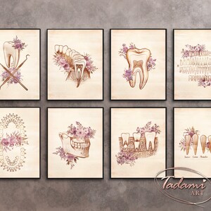 Dental Artwork 8 Tooth Posters Dentist Gift Teeth Anatomy Art Dentistry ...