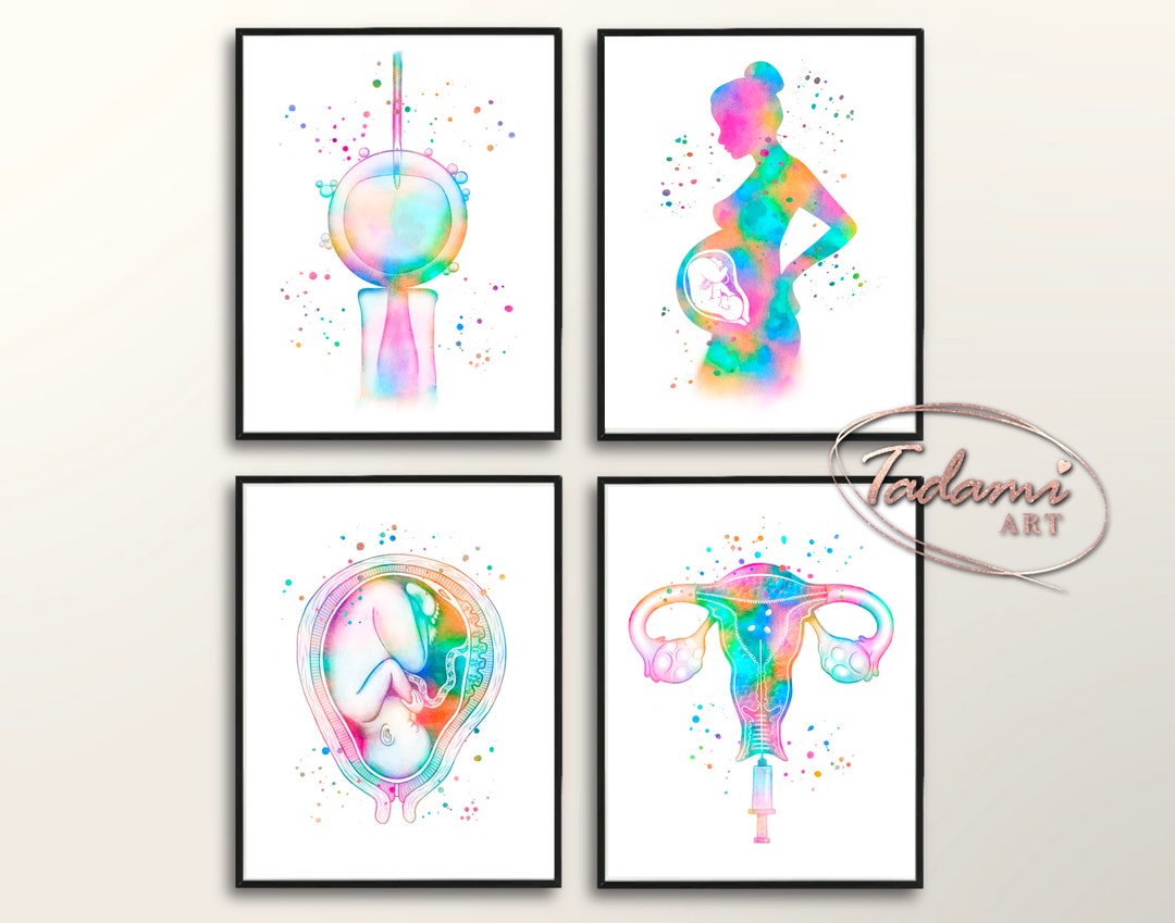In Vitro Fertilization Art IVF Poster Fetus in Womb Print Fertility ...