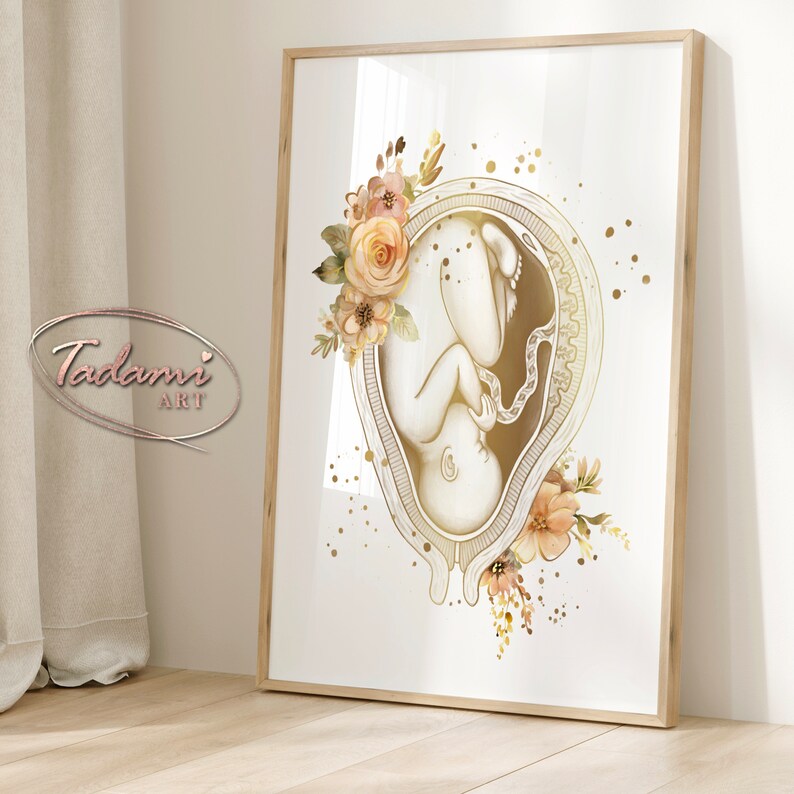OBGYN Wall Art, Pregnancy Anatomy Art, Gynecology Poster, Fetus in Womb ...