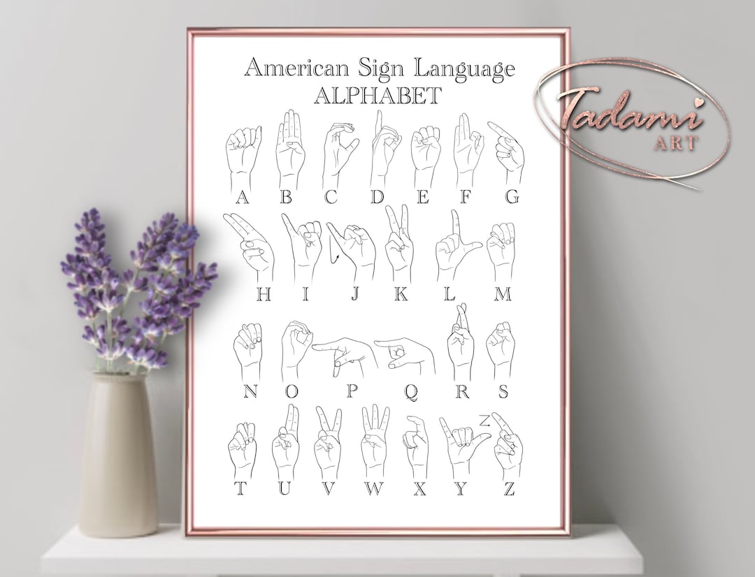 ASL Alphabet Poster, Sign Language Art, Audiologist Office Decor ...