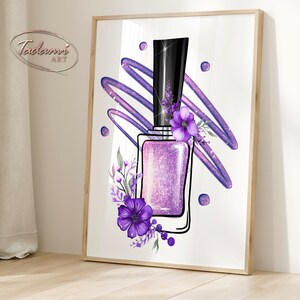 Purple Nails Poster, Nails Salon Decor, Nail Shape Art, Nail Guide ...