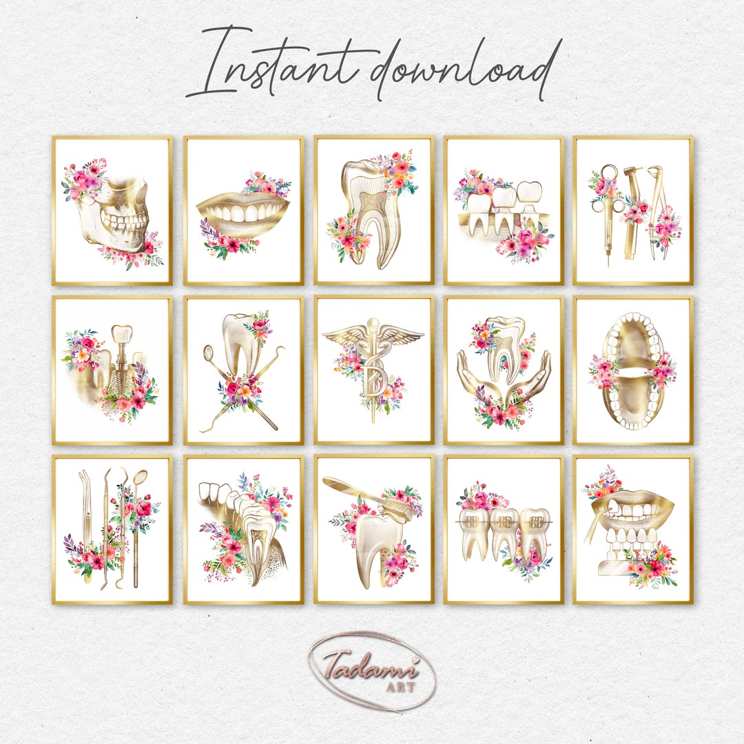 15 Dental Poster, Tooth Anatomy Art, Dental Clinic Decor, Dentist Gift ...