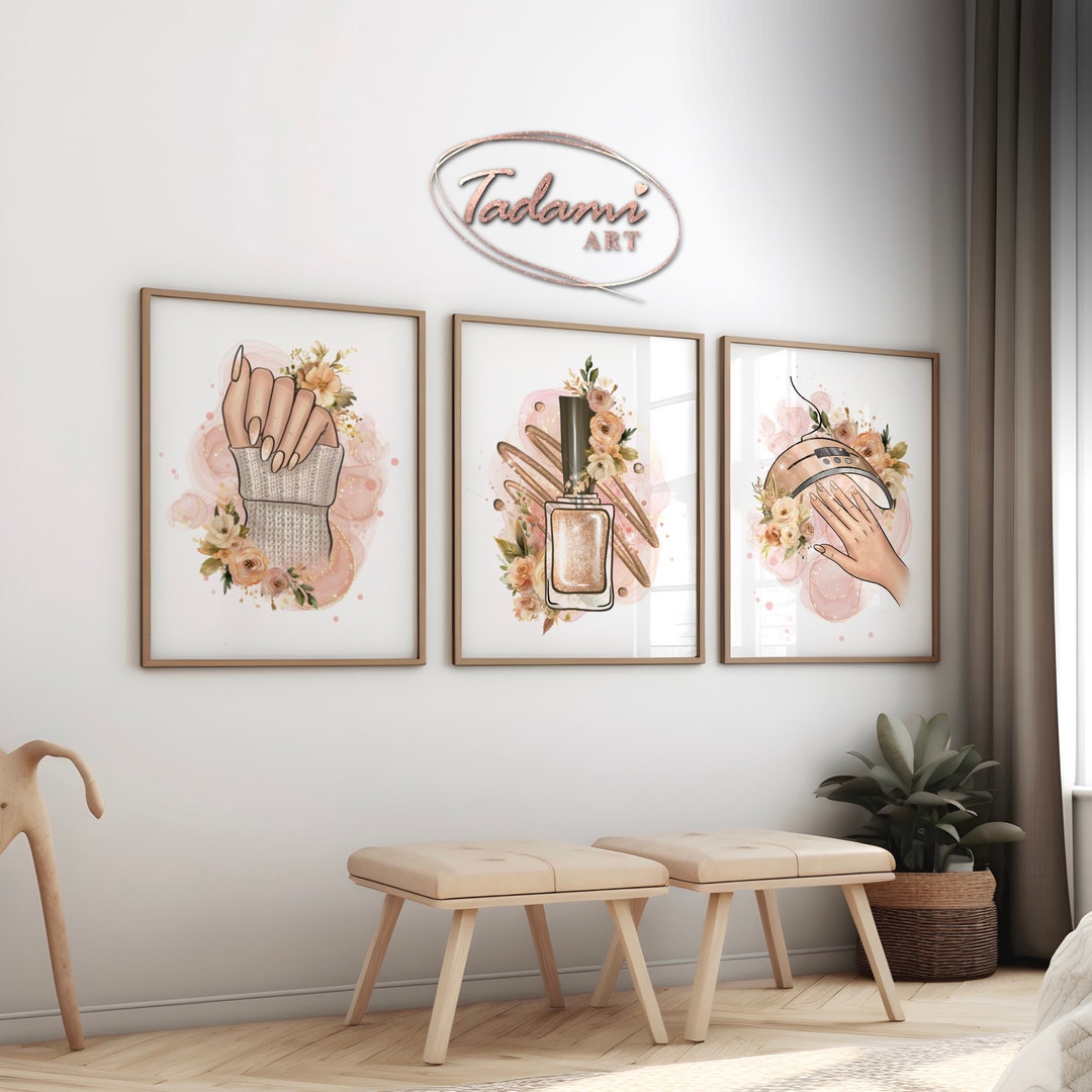 Nails Wall Art, Nails Salon Poster, Nails Artist Gift, Floral Nails ...