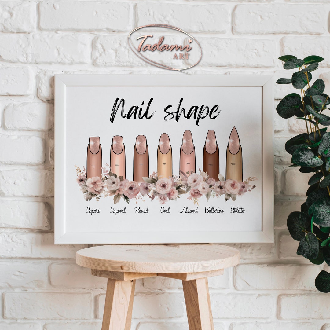 Nails Salon Decor, Nail Shape Poster, Nails Wall Art, Manicure Poster ...