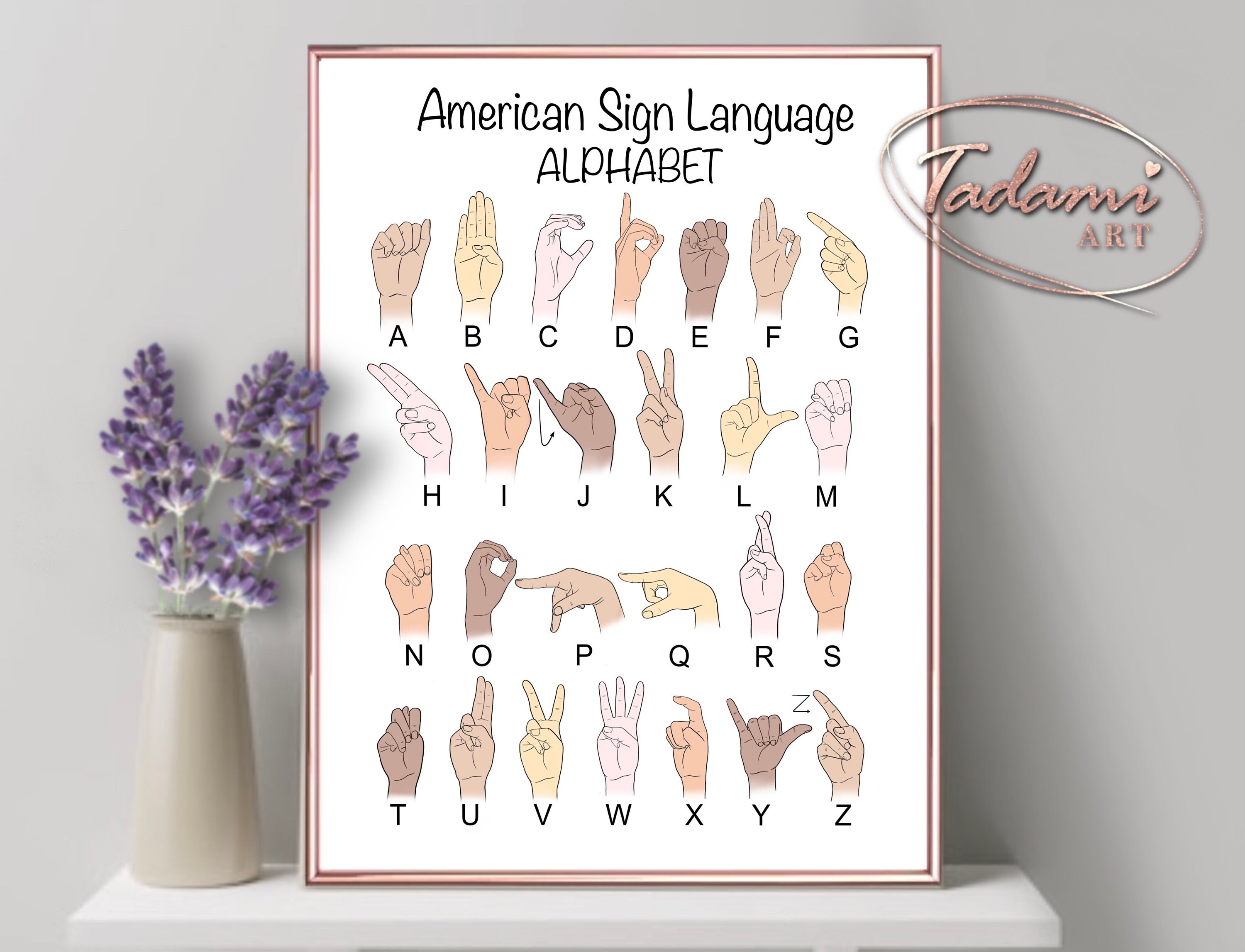 ASL Alphabet & Numbers Vintage Poster, Sign Language Classroom Decor ...