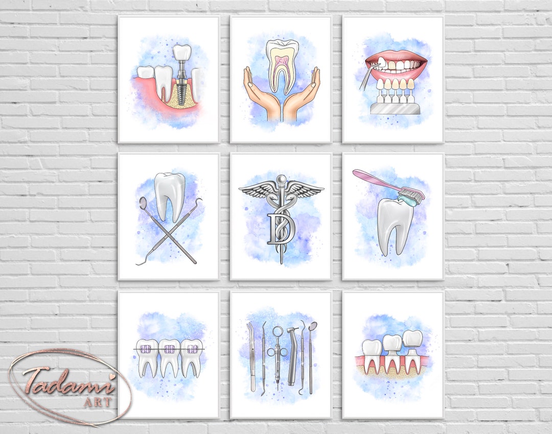 Dental Poster 9 Tooth Artwork Dental Care Print Dentist Gift Tooth ...