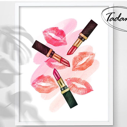 Makeup Art Set 5 Vanity Drawing Lipstick Wall Decor Cosmetic | Etsy