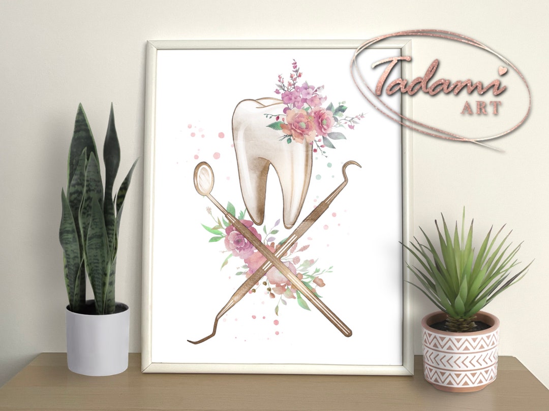 Dental Health Poster Watercolor Tooth Anatomy Artwork Dentist Gift ...
