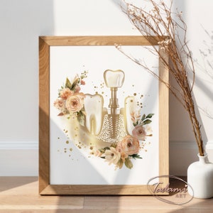 Dental Poster, Dental Implant Art, Orthodontist Gift, Tooth Implant ...