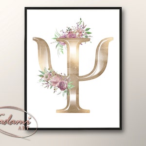 Psychiatric Wall Art, Brain Anatomy Art, Psi Symbol Print, Neurologist ...