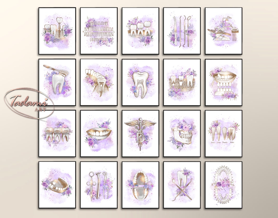 20 Dental Posters Tooth Anatomy Artwork Watercolor Dentistry Poster ...