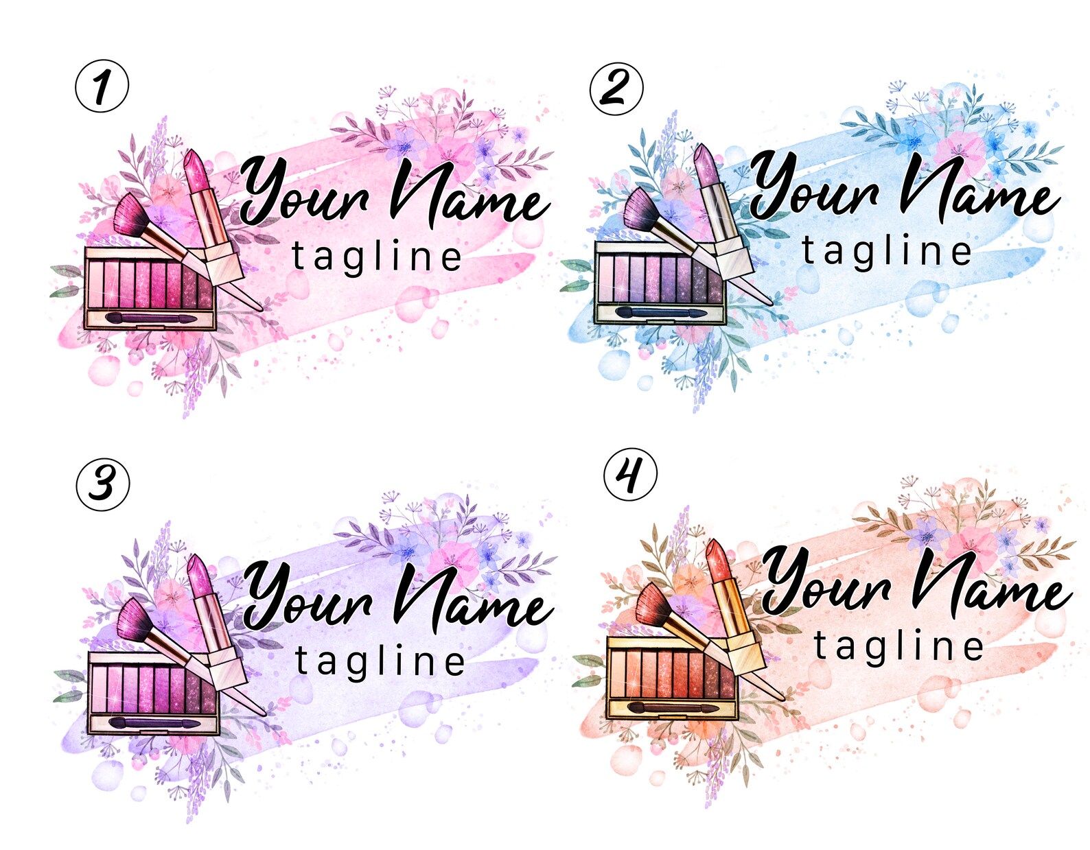 Makeup Logo Premade Logo Design Makeup Artist Badge Watercolor - Etsy