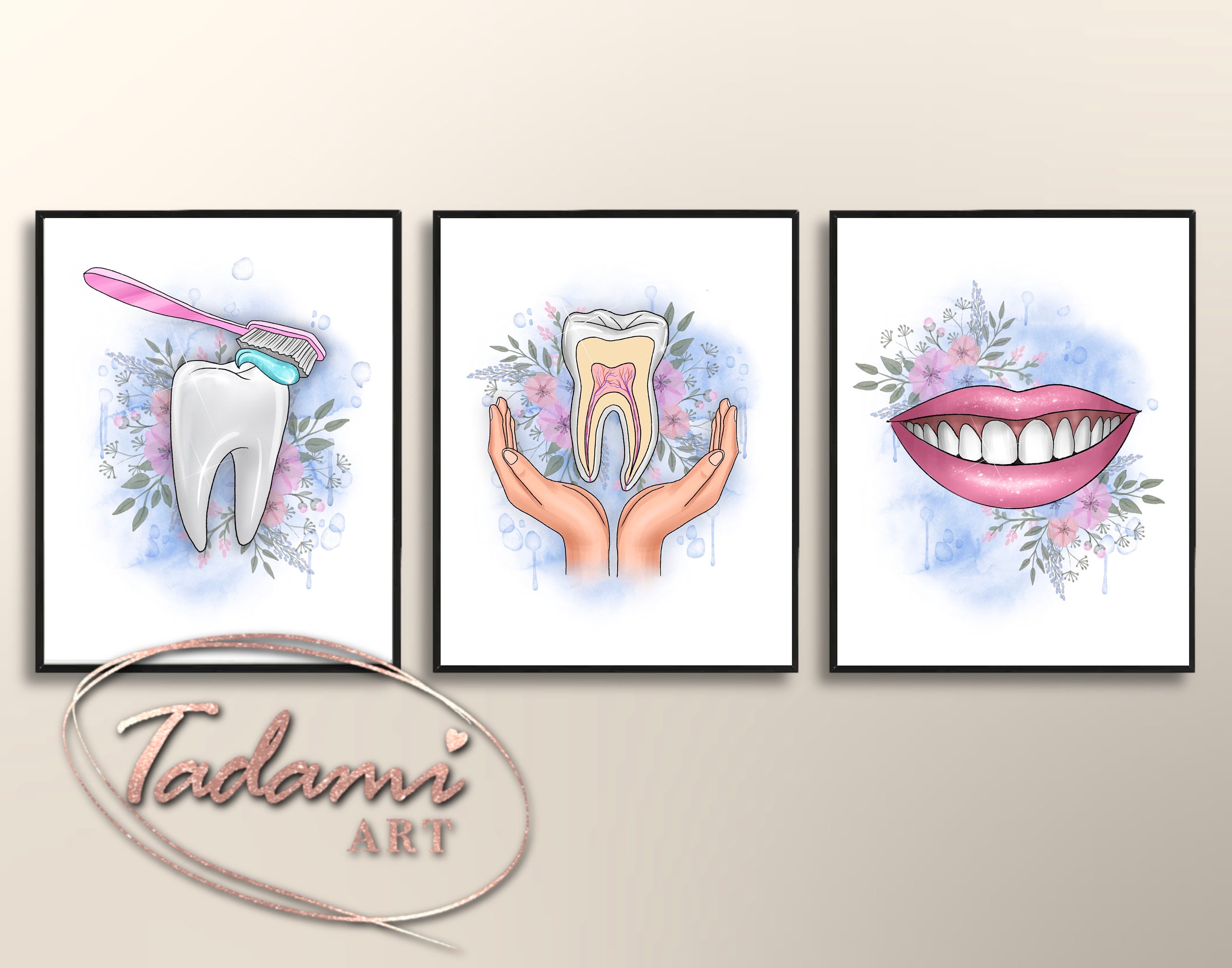 Dental Art Prints, Dentist Gift, Tooth Brushing Poster (digital ...