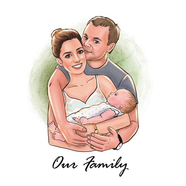 3 People Caricature Drawing From Photo - Etsy