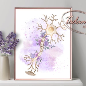 Brain Anatomy Art, Neurological Decor, Neurologist Gift, Neuron Wall ...