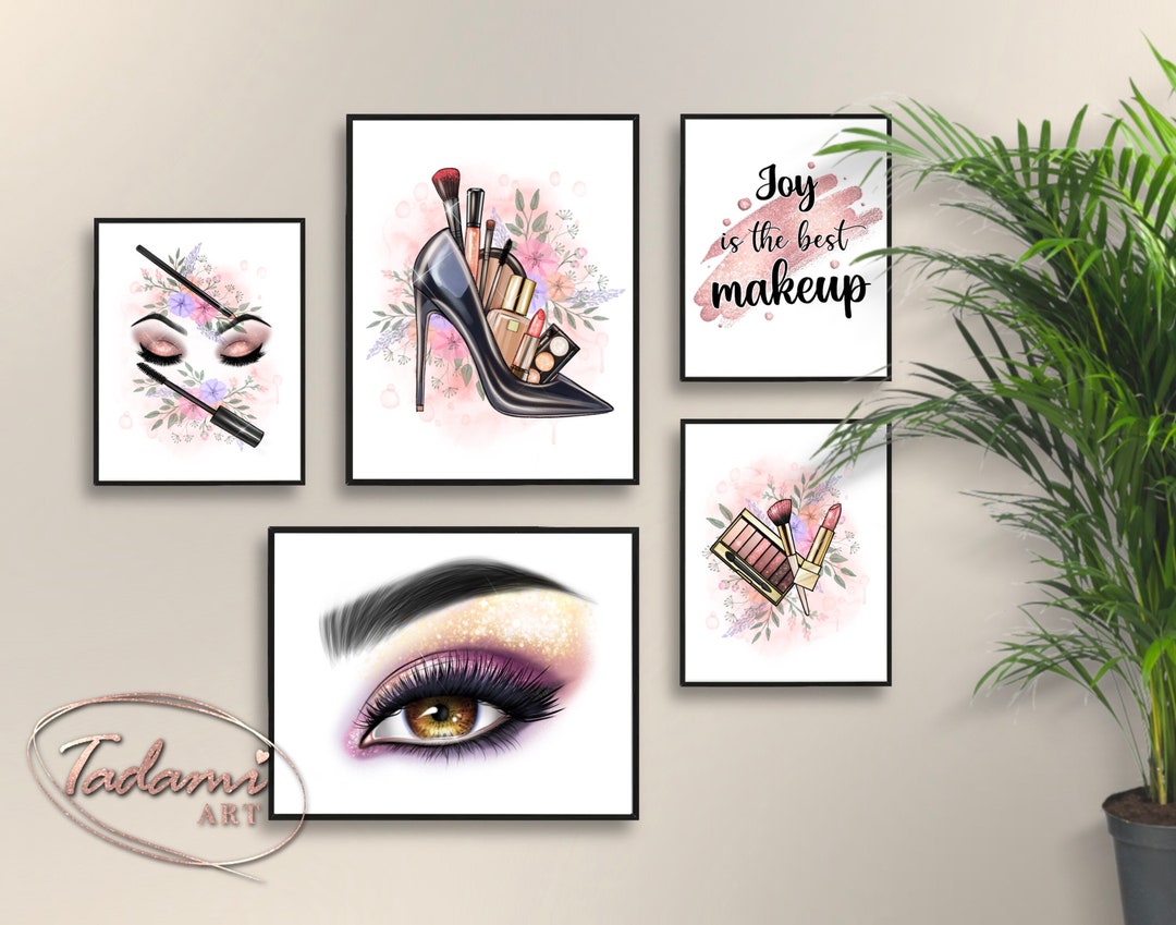 Makeup Poster Set Instant Download Beauty Wall Decor Lipstick Print ...