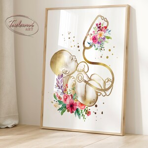 Newborn Art, Neonatology Poster, Gynecology Art, Midwife Gift, New Baby ...