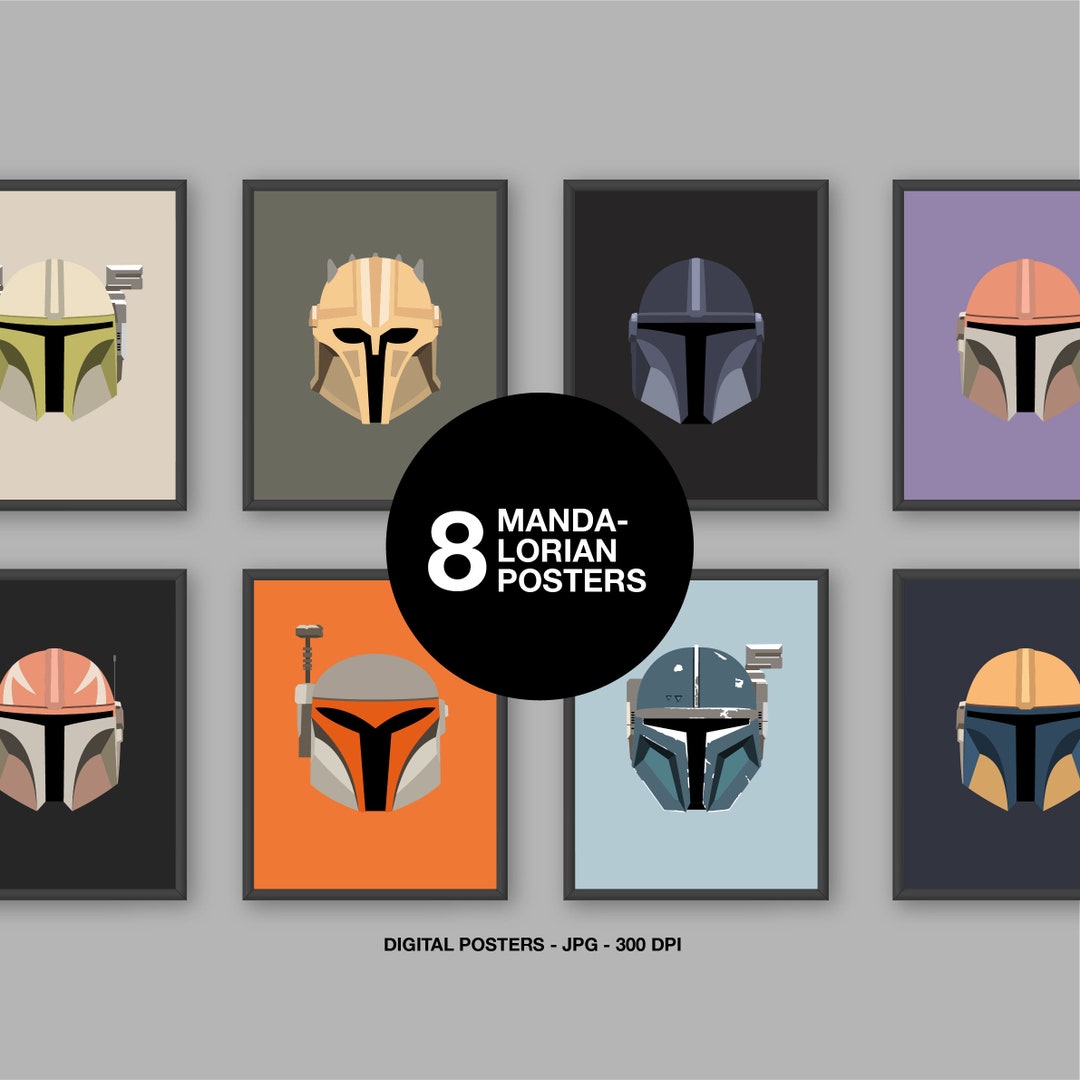 Mandalorian 8 Poster Bundle, Helmet, Poster, Starwars, Mandalorian ...