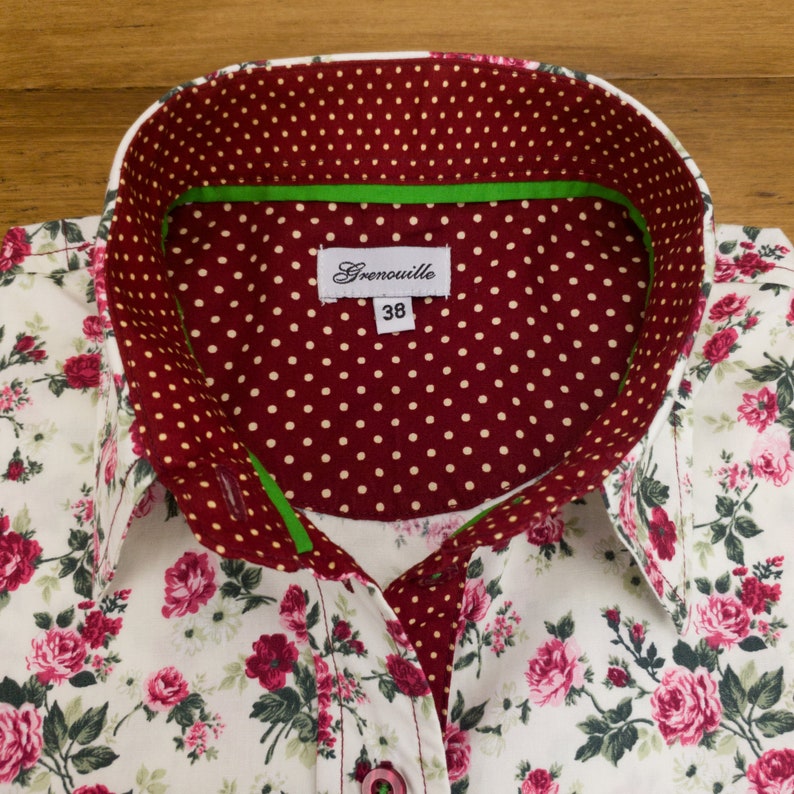 Ladies Long Sleeve Cream Country Rose Print Blouse - Etsy UK