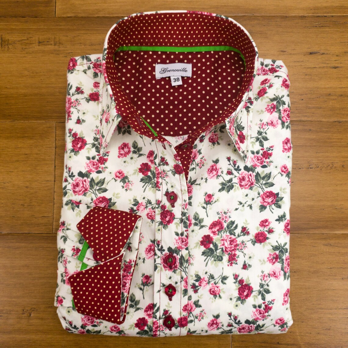 Ladies Long Sleeve Cream Country Rose Print Blouse - Etsy UK