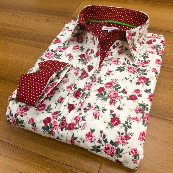 Ladies Long Sleeve Cream Country Rose Print Blouse - Etsy UK