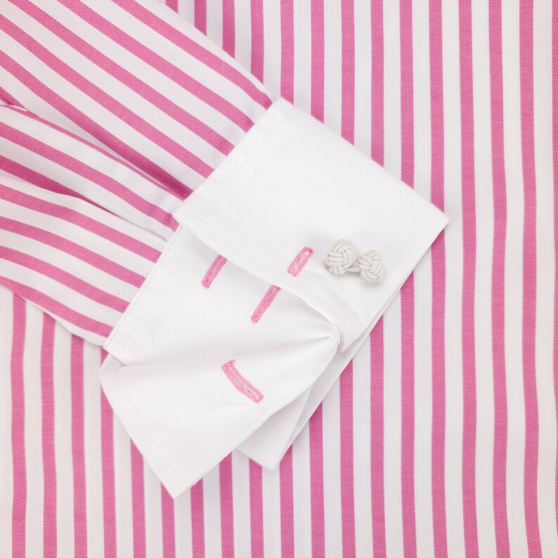 Ladies Pink Stripe French Cuff Shirt: Cotton Twill Blouse With ...