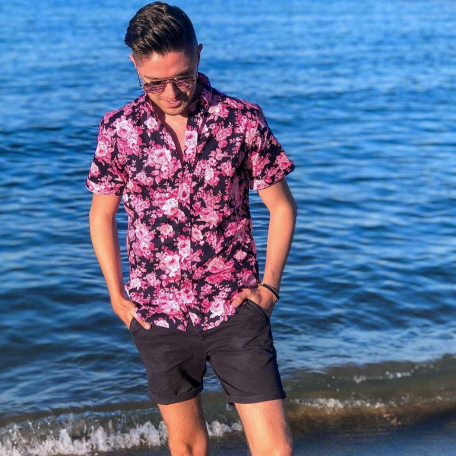 Mens and Boys Short Sleeve Shocking Pink Rose Shirt - Etsy UK