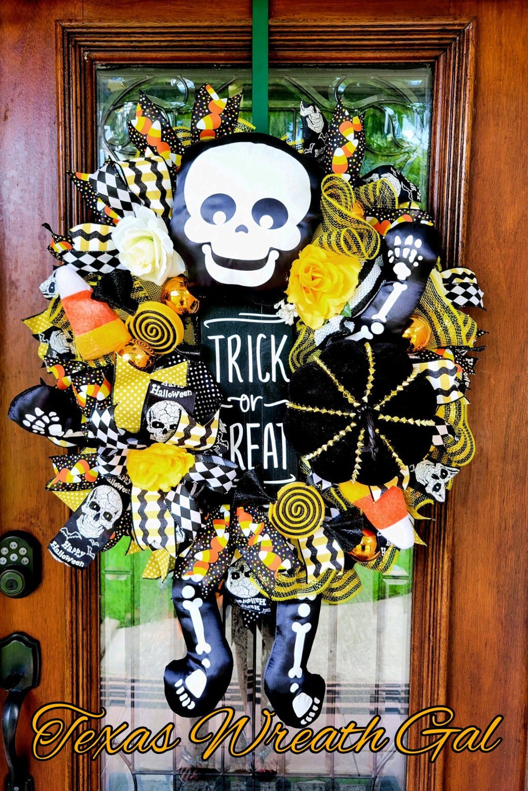 Halloween Wreath, Skeleton Wreath, Halloween Door Decor, Skeleton Decor ...