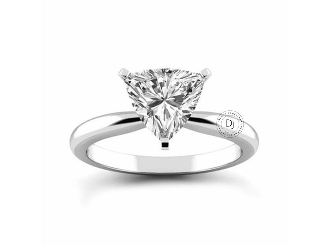Trilliant Cut Diamond Engagement Ring Solitaire Ring - Etsy