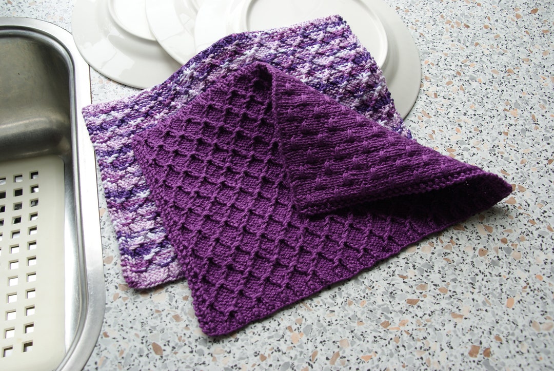 Charming Dishcloth With Smocking Stitch - Knitting Pattern - PDF in 4 ...