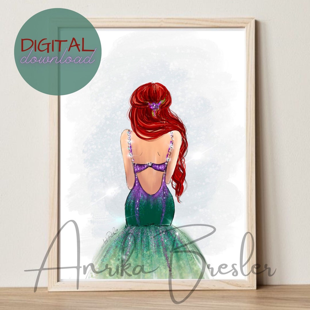 Ariel Princess Art: the Little Mermaid Inspired fashion Illustration ...