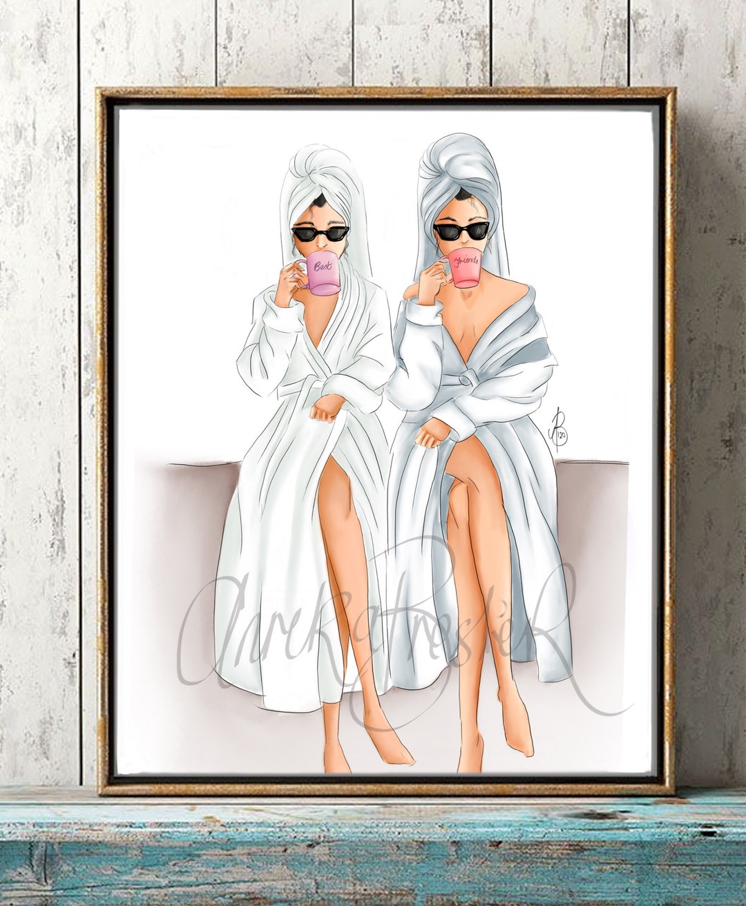 Friends at Spa Day: Fashion Art / Customize / Digital Download - Etsy
