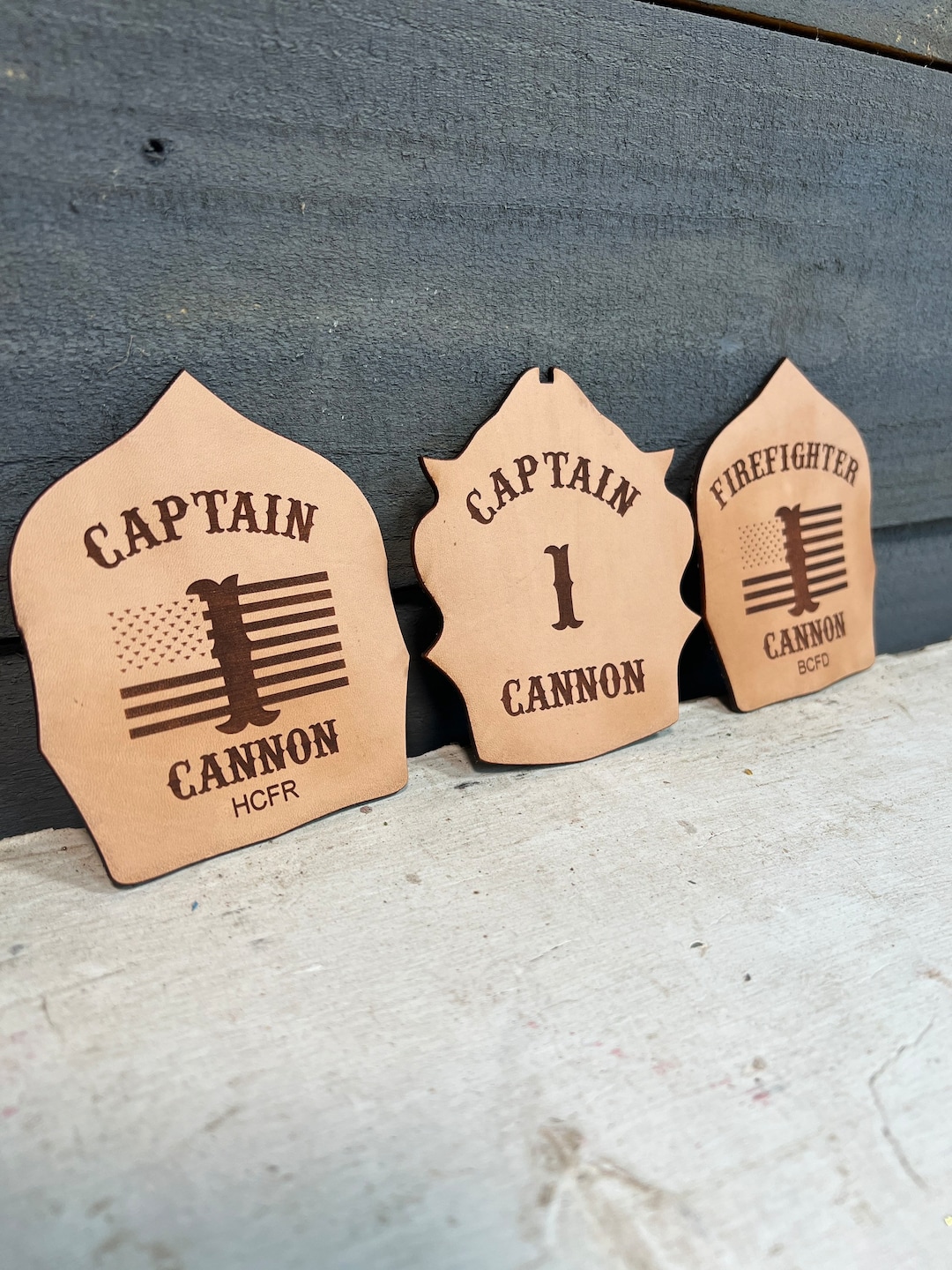 Leather Firefighter Shield, Custom Laser Engraved Novelty Shield ...