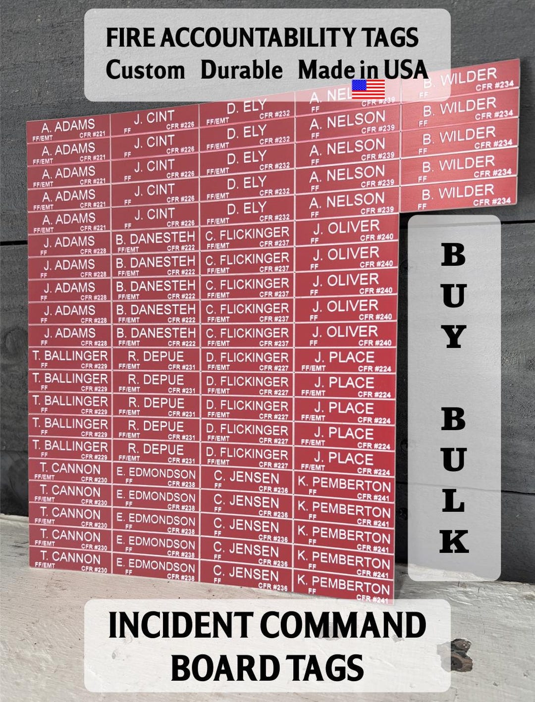 Bulk Firefighter Accountability Tags | Custom Engraved Gear Tags for ...