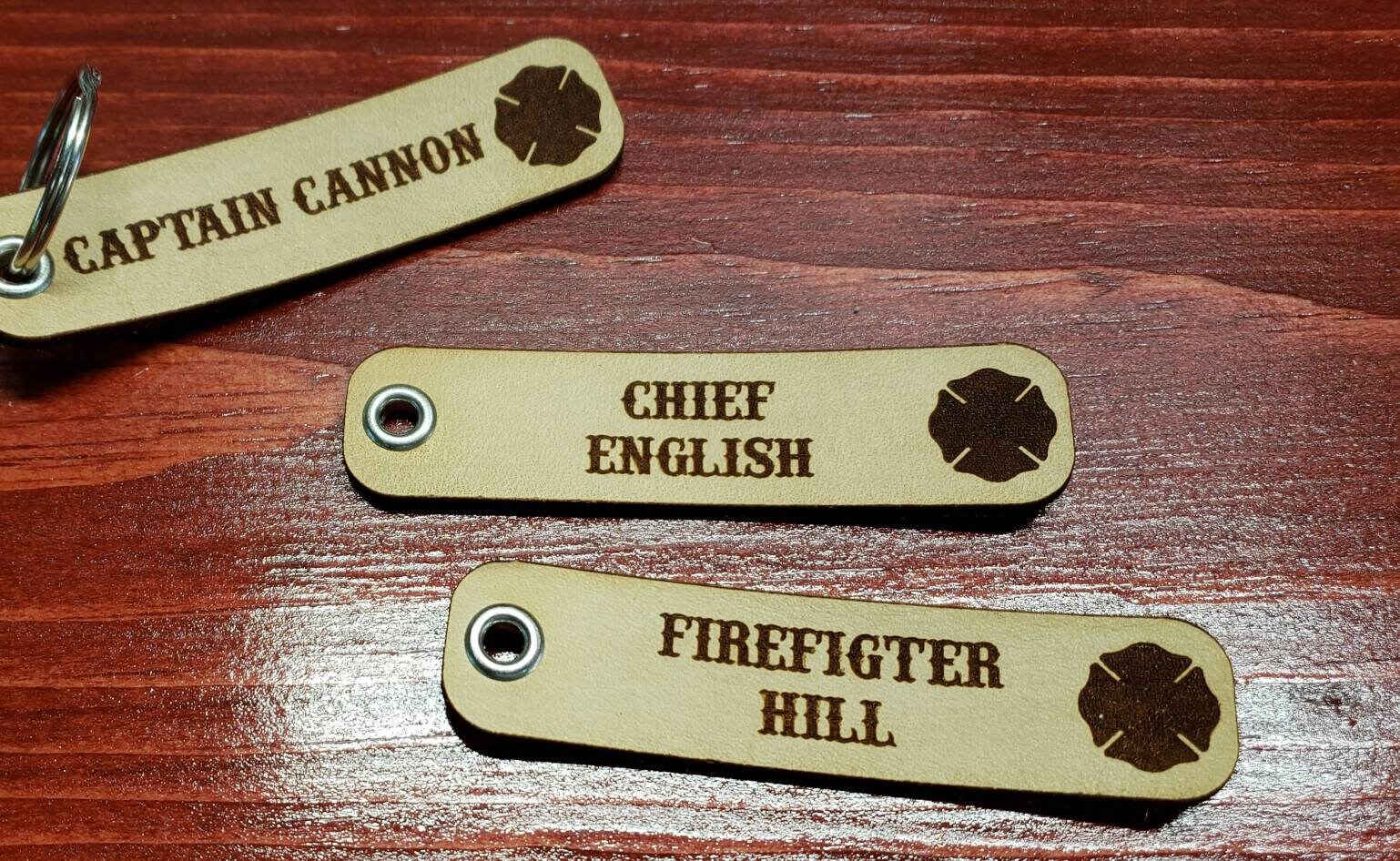 Personalized Firefighter Gift Genuine Leather Keychain. Gear - Etsy