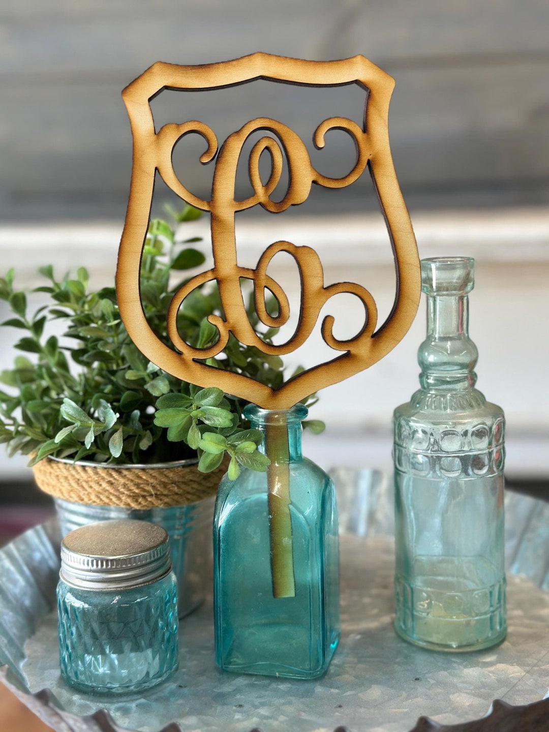 Police Badge - Wedding Cake Topper - Wooden - Monogram - First ...