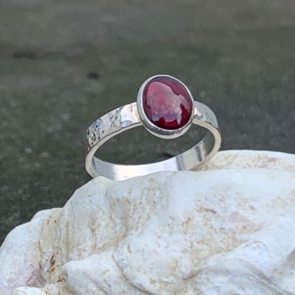 Silver Stone Ring - Etsy UK