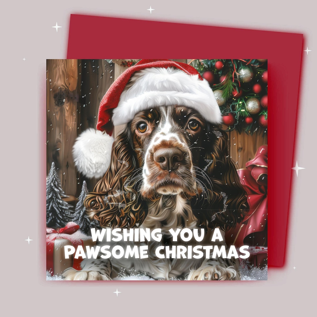 Christmas Card / Wishing You A Pawsome Christmas / Springer Spaniel ...