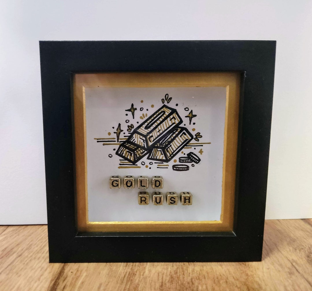 Gold Rush Small Box Frame 10x10cm Swift Art Hand-drawn - Etsy