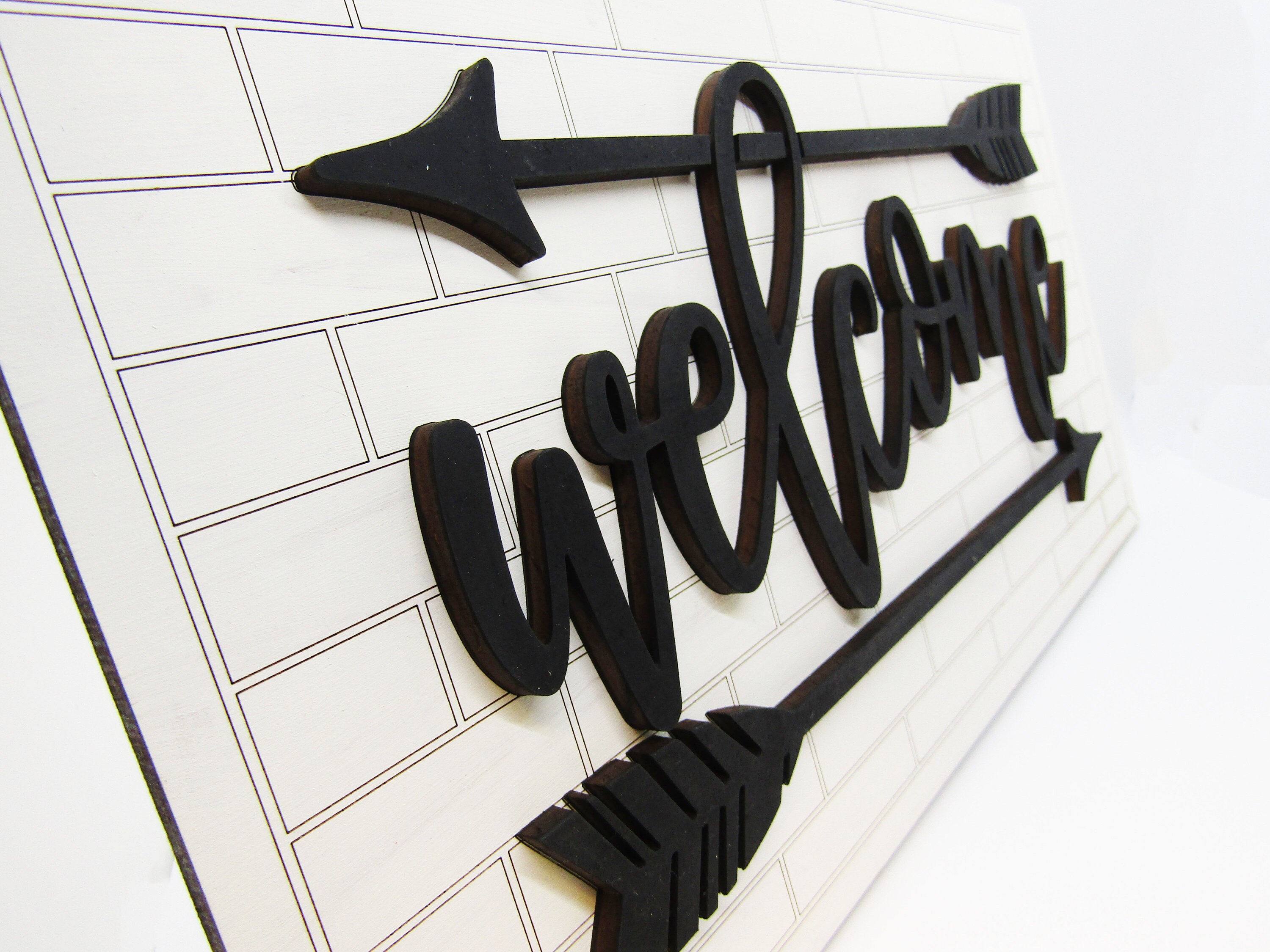 Wood Sign, Welcome Arrows Sign, Subway Tile Rectangle, Bedroom Sign ...