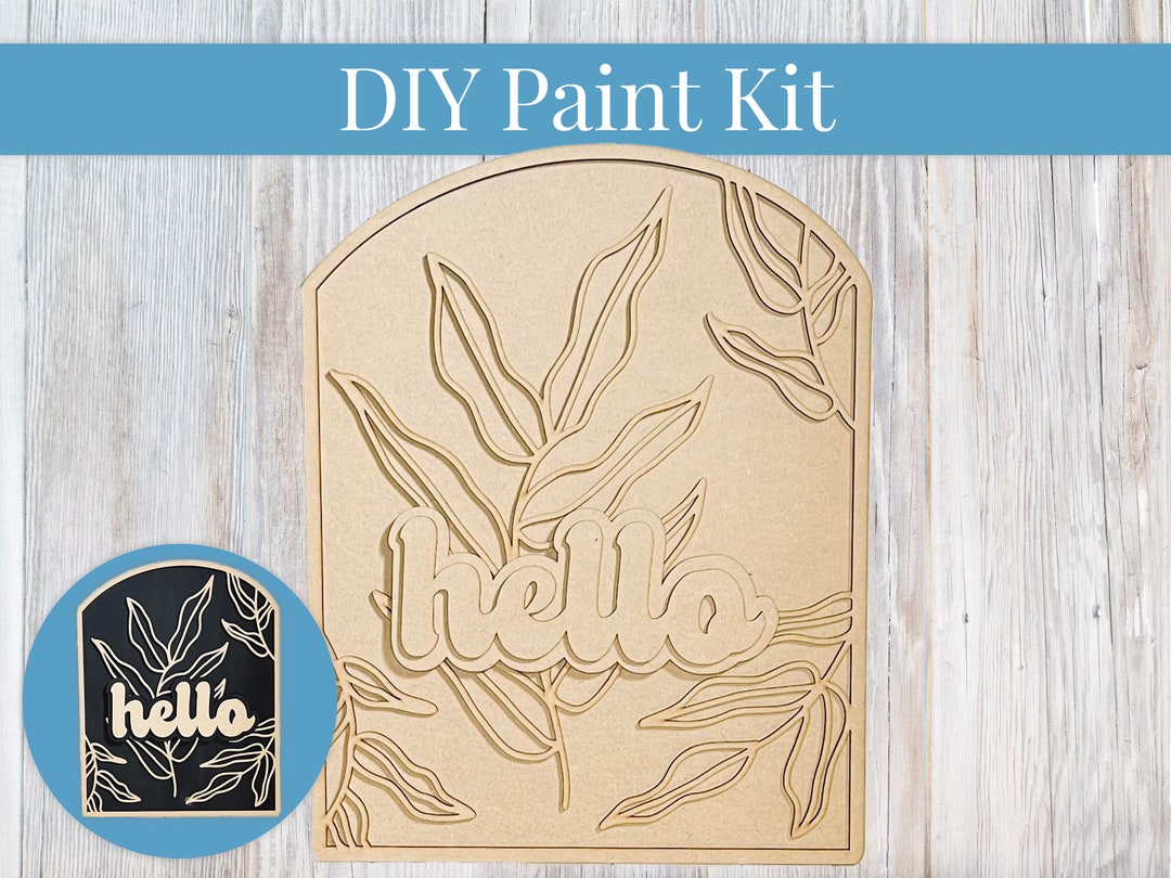 DIY Sign Kit - Hello Arch Leaves Sign, Welcome Sign, DIY Kit, Paint at ...